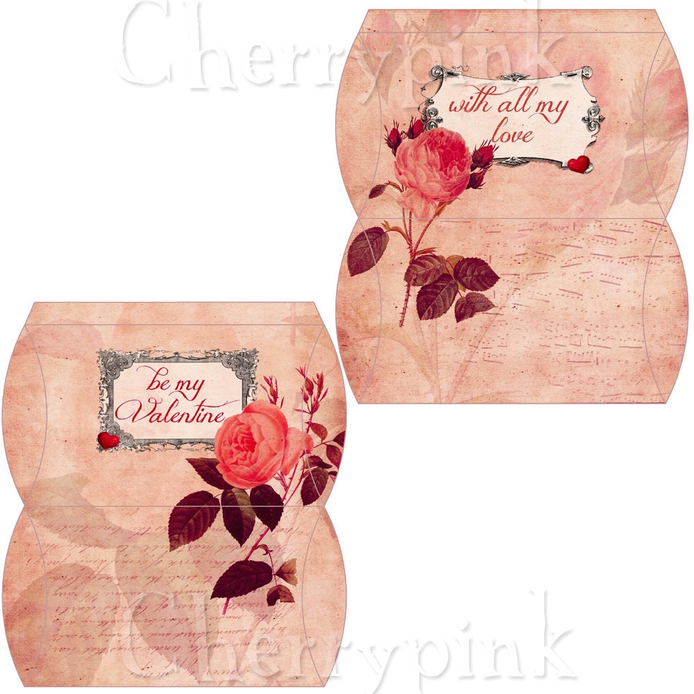 Valentine Love Favor Boxes 2 individual shabby chic designs | Etsy