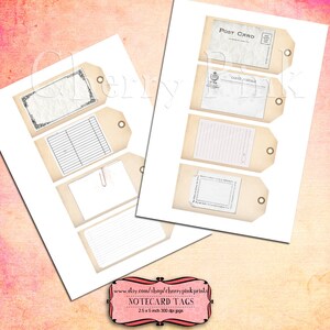 Printable Tag, Notebook Paper Scrapbook Supplies Digital Collage Sheet ...