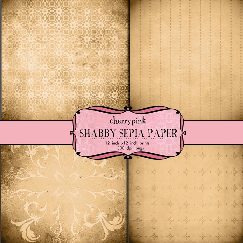 Sepia Digital Paper Damask Scrapbook Paper Digital Download | Etsy