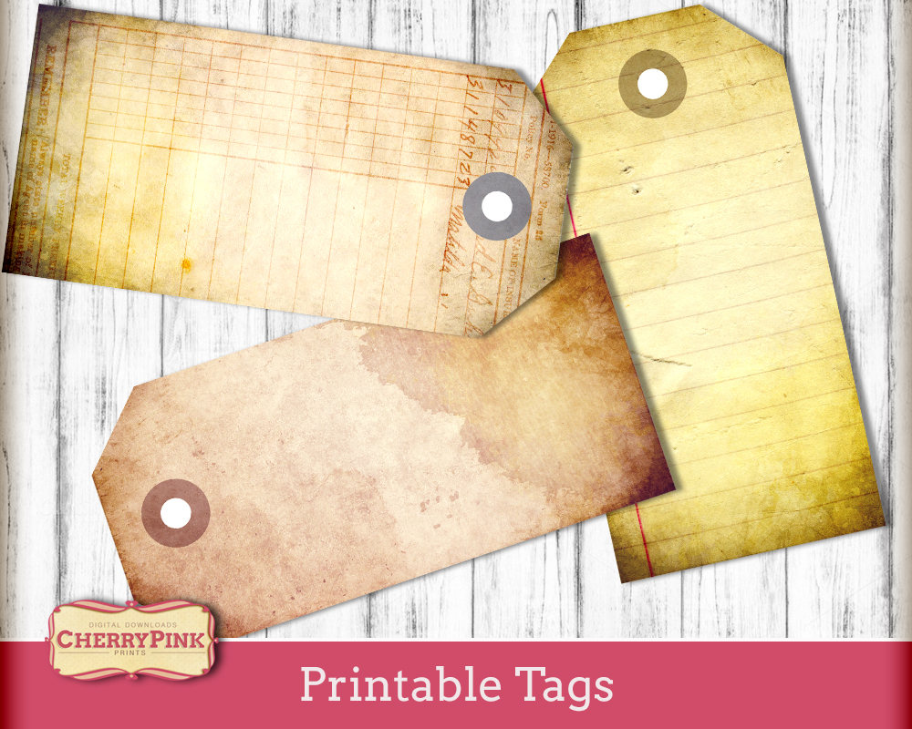 Vintage Tags, Old Paper Junk Journal Tags, Printable Tags, Shabby Old ...