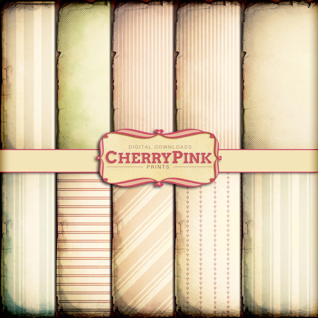 Stripe Digital Scrapbooking Paper, Shabby Chic Digital Background, 12 X ...