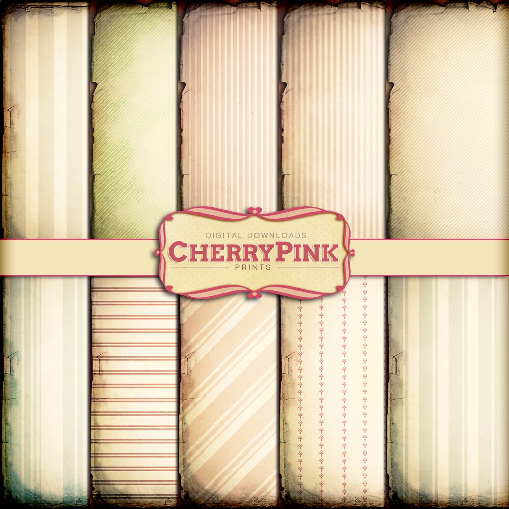 Stripe Digital Scrapbooking Paper Shabby Chic Digital | Etsy