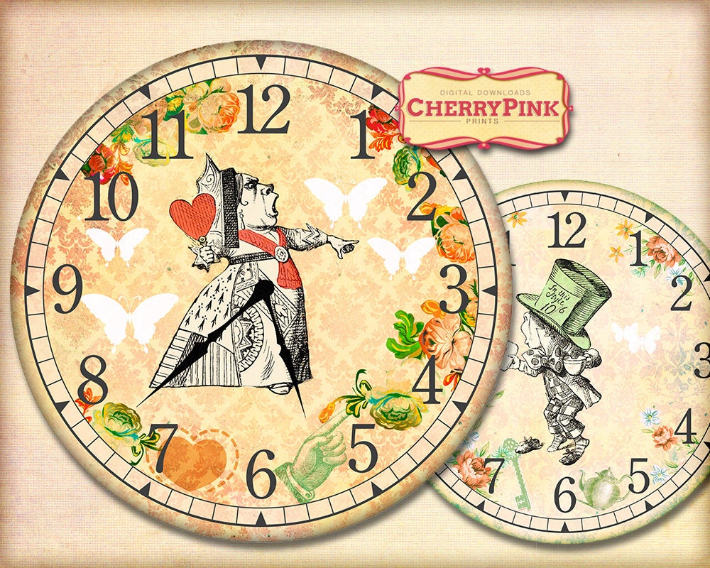 Alice in Wonderland Clock Printable Wonderland Party Props | Etsy
