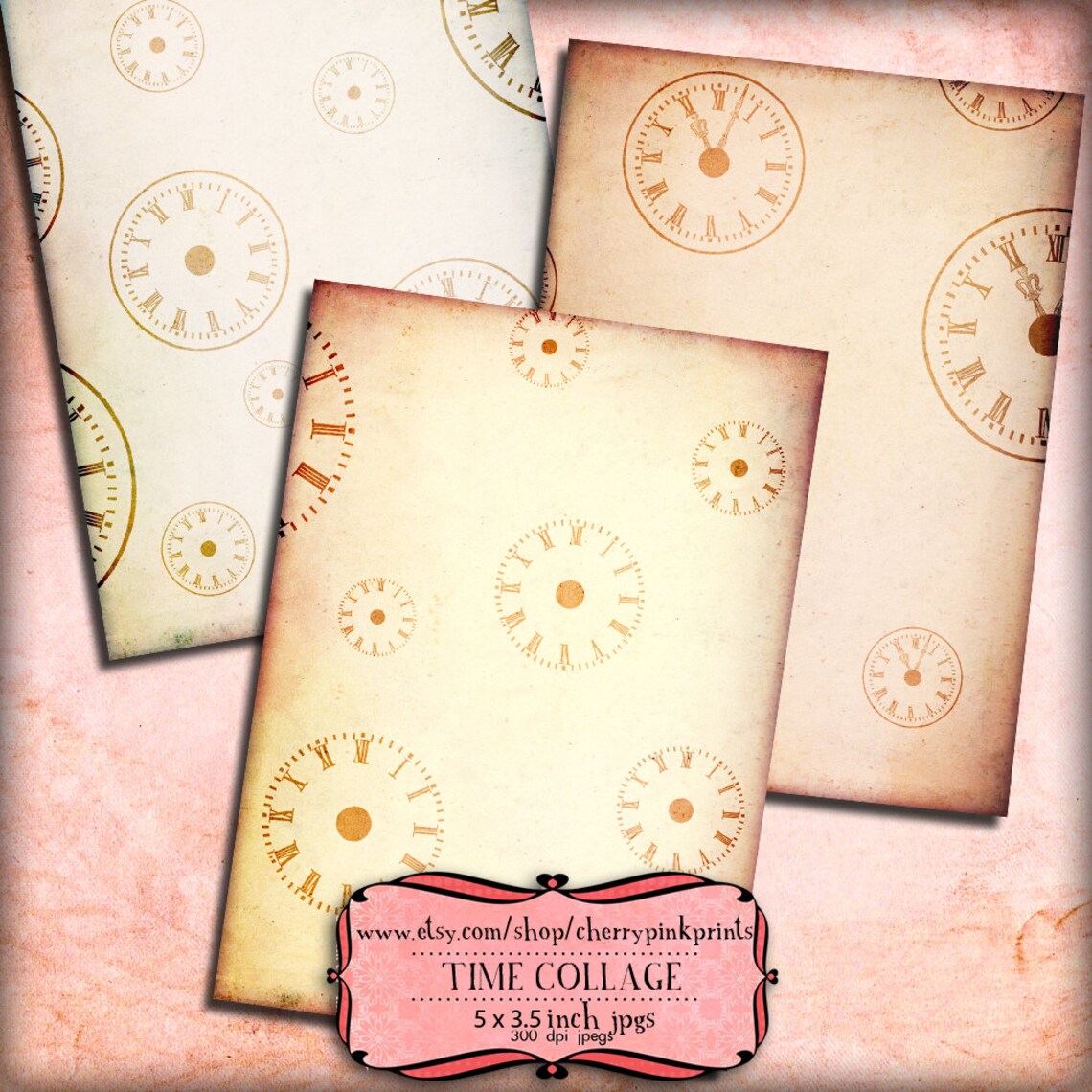 CLOCKS Digital Collage Sheet steampunk Digital paper Download | Etsy