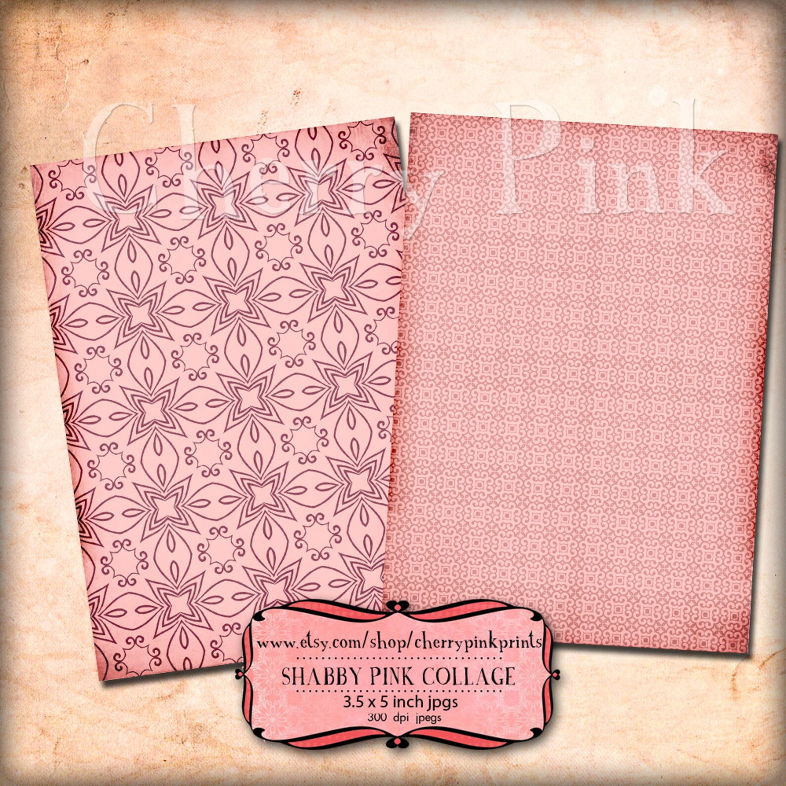Pink Pattern Digital Collage Sheet, Instant Printable Paper Craft ...