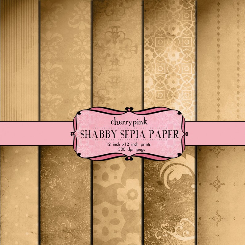 Sepia Digital Paper Damask Scrapbook Paper Digital Download | Etsy