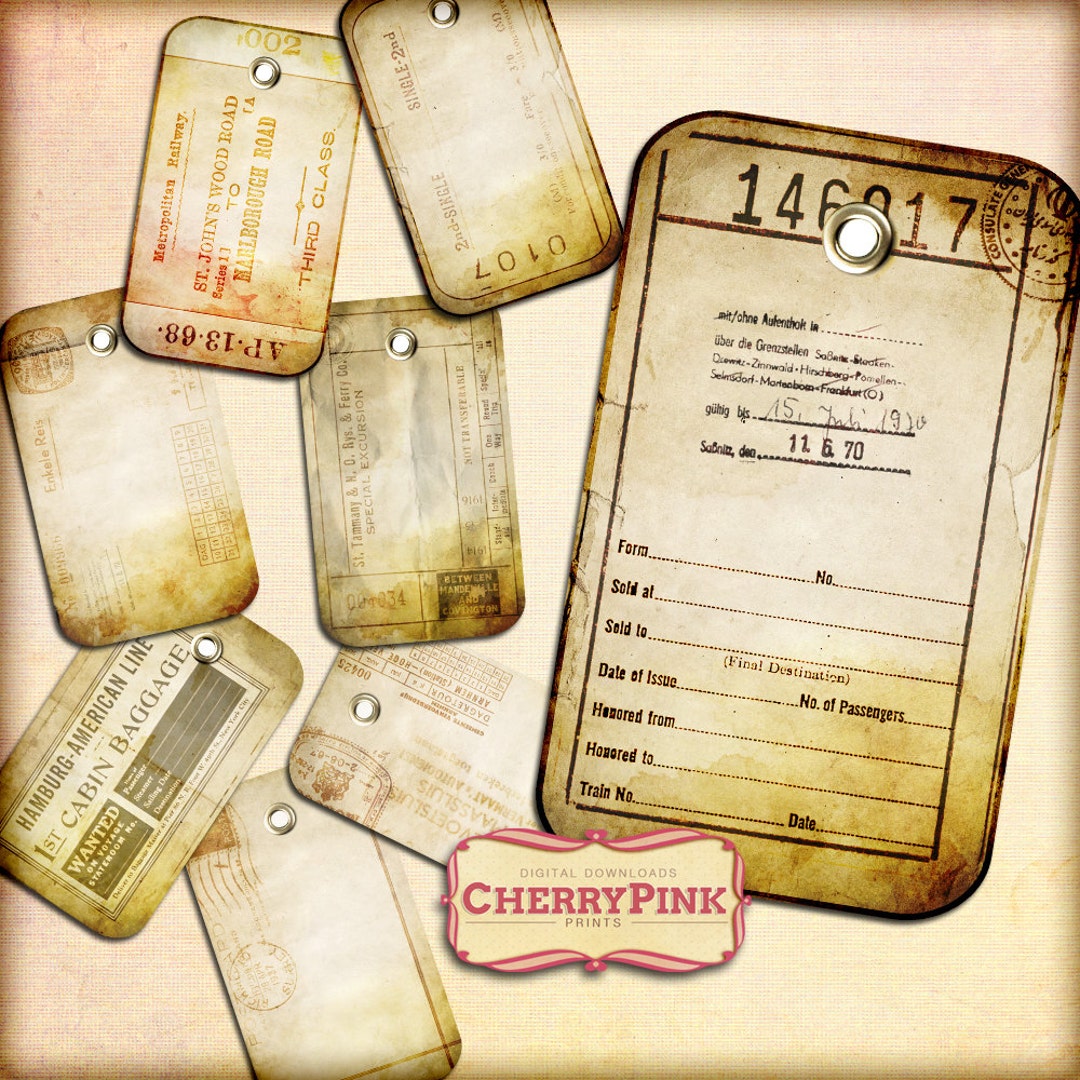 Grunge Tag, DIY Printable Tag, Digital Craft Supplies, Steampunk ...