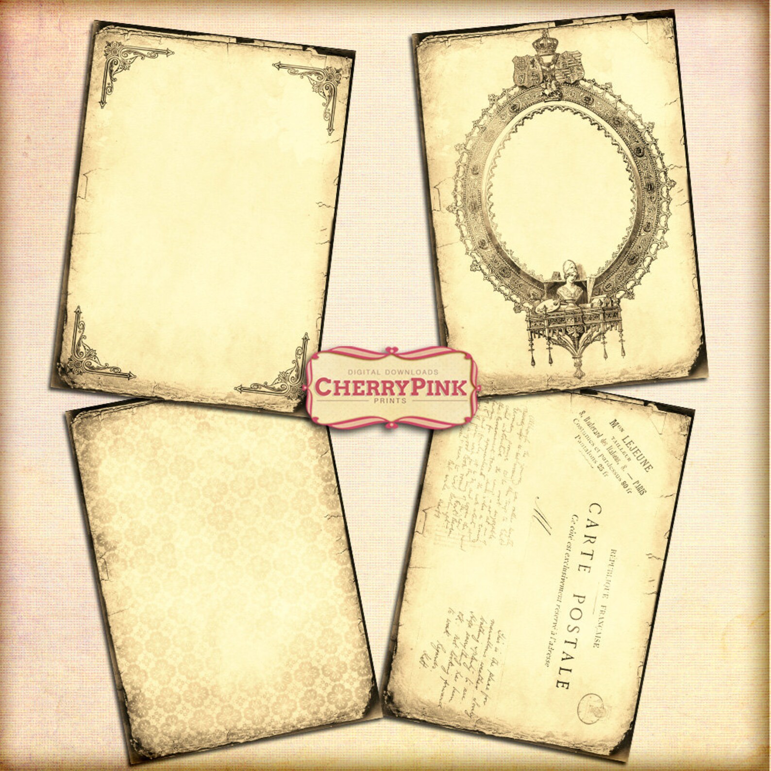 ANTIQUE Digital Paper, ATC Collage Sheet, Paper Printable, Vintage ...
