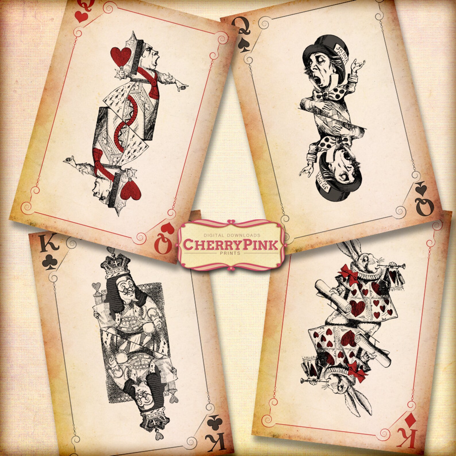 Alice in Wonderland Playing Cards Large Printable Alice in - Etsy