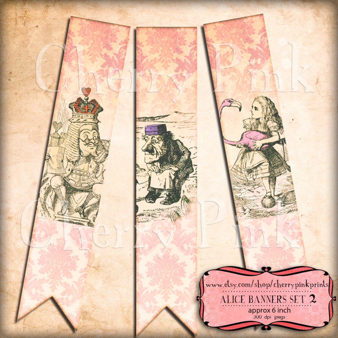 ALICE in WONDERLAND BANNER 2 Digital Printable Banner Style - Etsy