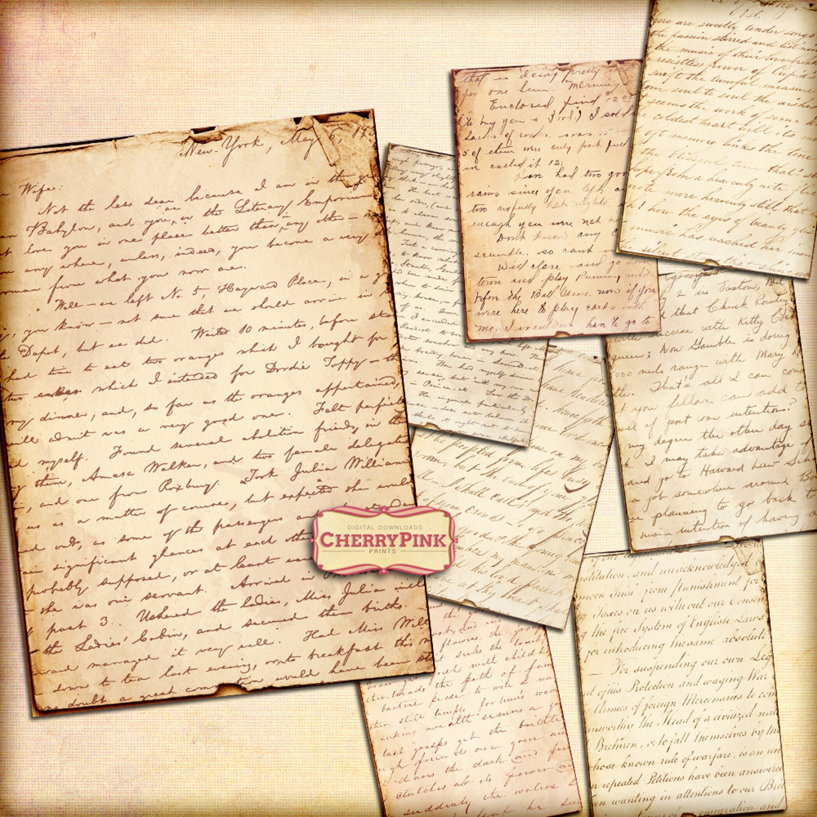 VINTAGE HANDWRITING Printable Junk Journal Pages Digital - Etsy