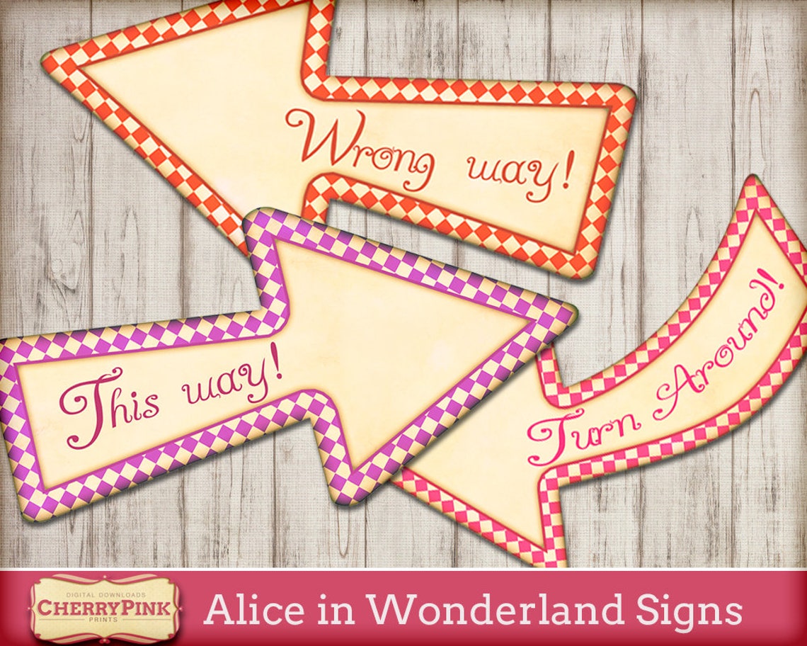 Alice in Wonderland Arrows Printable Signs Tea Party - Etsy