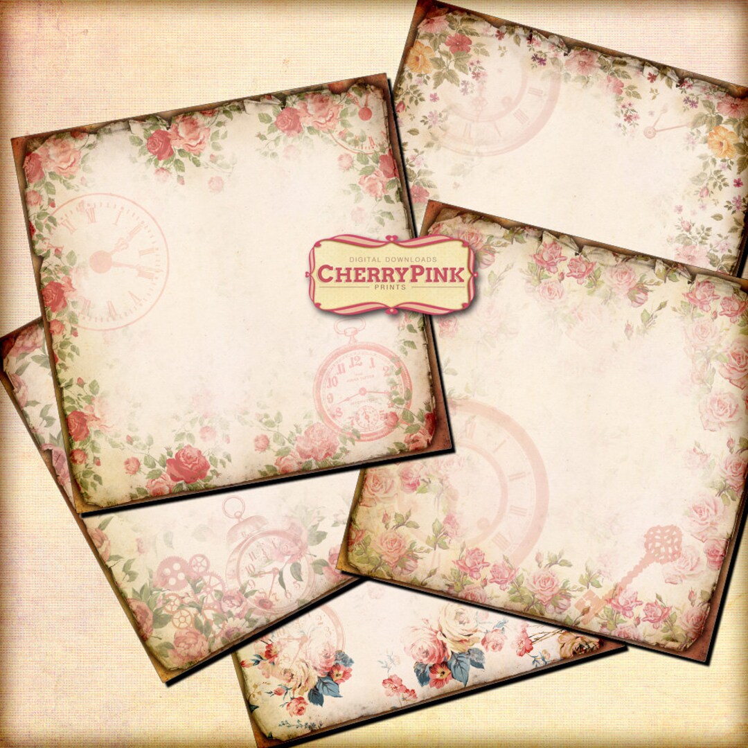 Floral Scrapbooking Paper Craft - Printable Paper Pack - Vintage ...