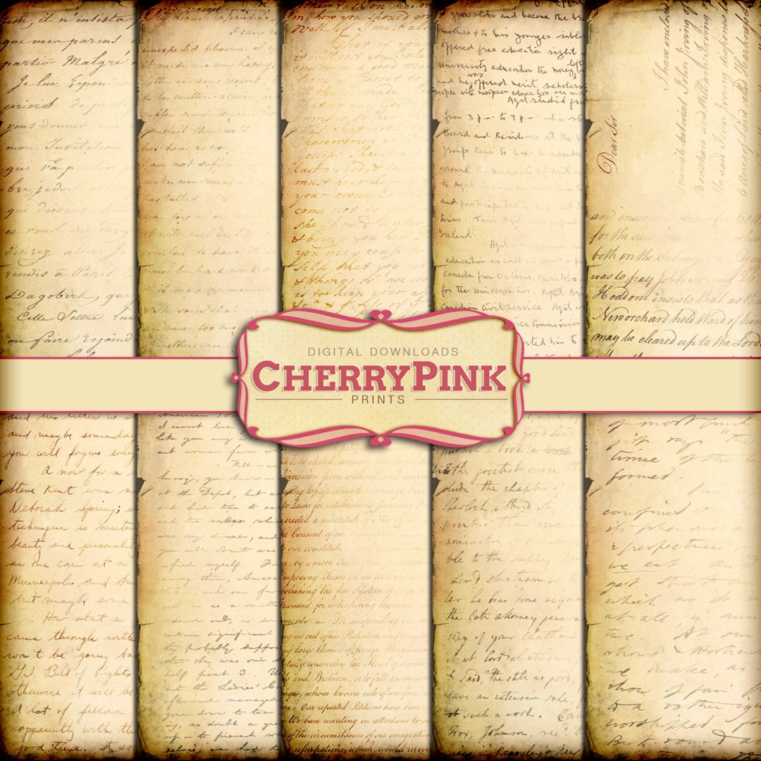 Handwriting Digital Paper, Antique Old Letters, Vintage Paper Pack ...
