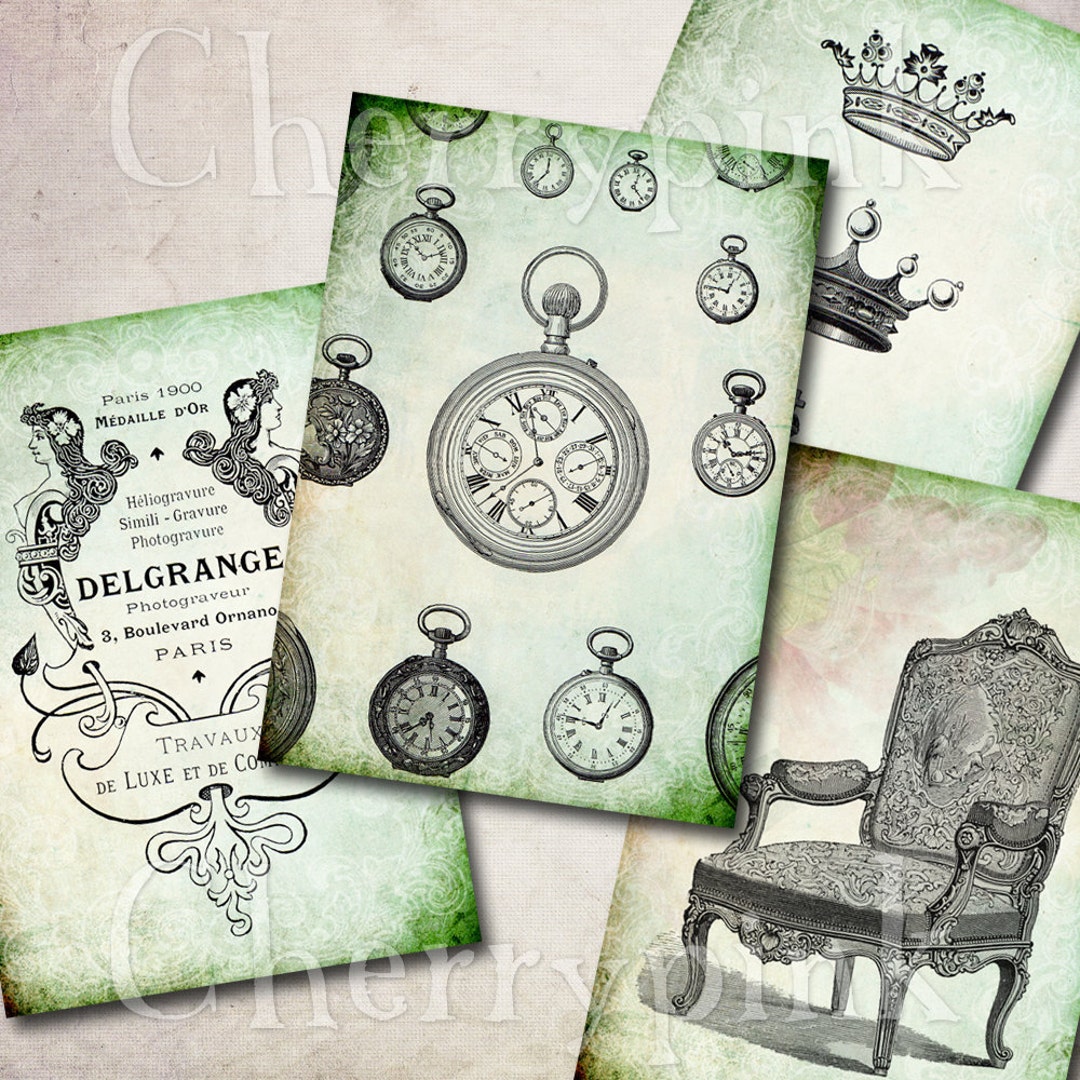 Steampunk Collage Sheet, Steampunk Digital Print, Digital Scrapbooking ...