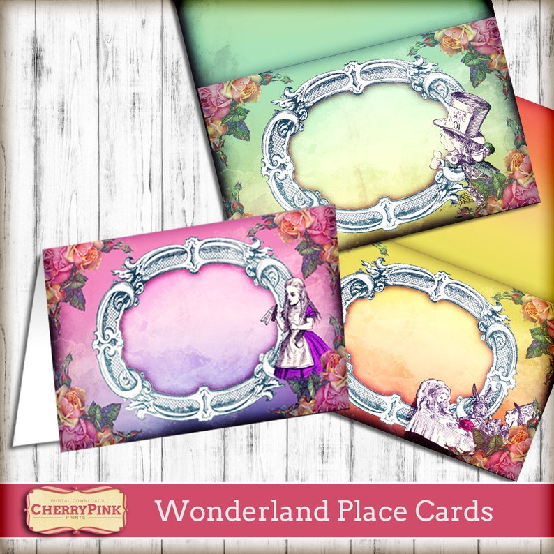 Alice in Wonderland Place Cards Name Card Tent Cards Tea - Etsy