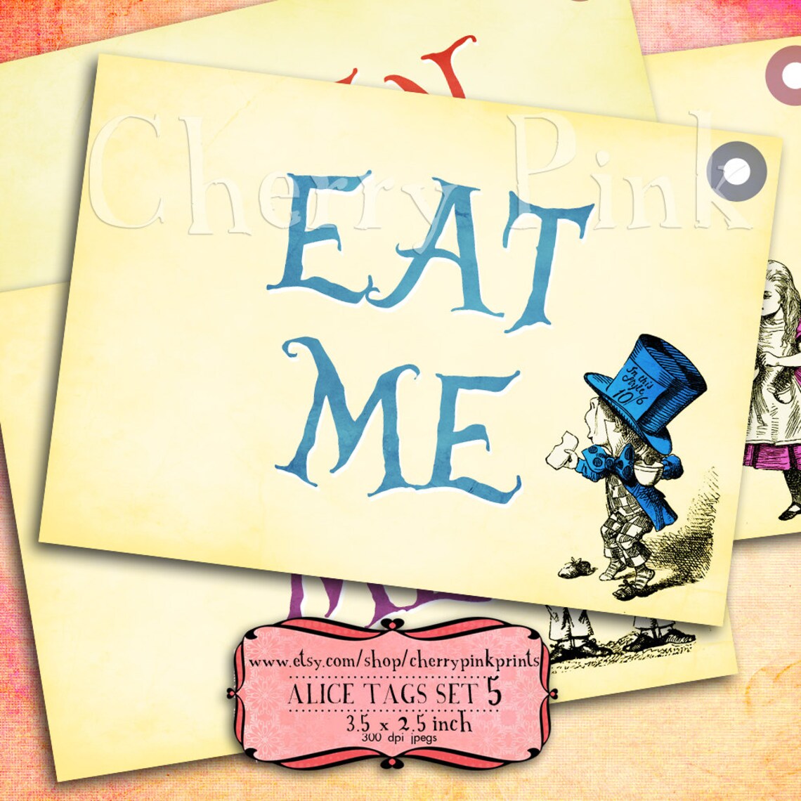 Alice Tags Set 5 Alice in Wonderland Tags Labels Perfect - Etsy