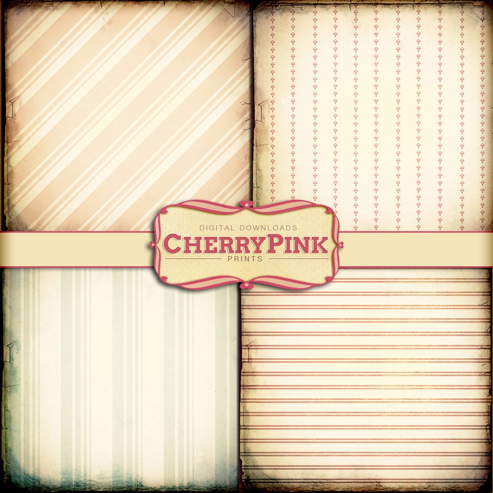 Stripe Digital Scrapbooking Paper Shabby Chic Digital | Etsy