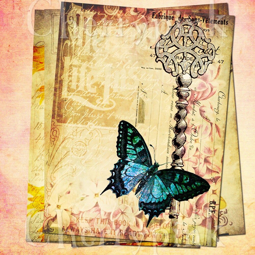 BUTTERFLY COLLAGE scrapbooking paper supply printable collage | Etsy