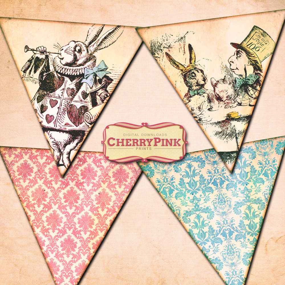 Alice in Wonderland Decoration Bunting Printable Decorations - Etsy UK