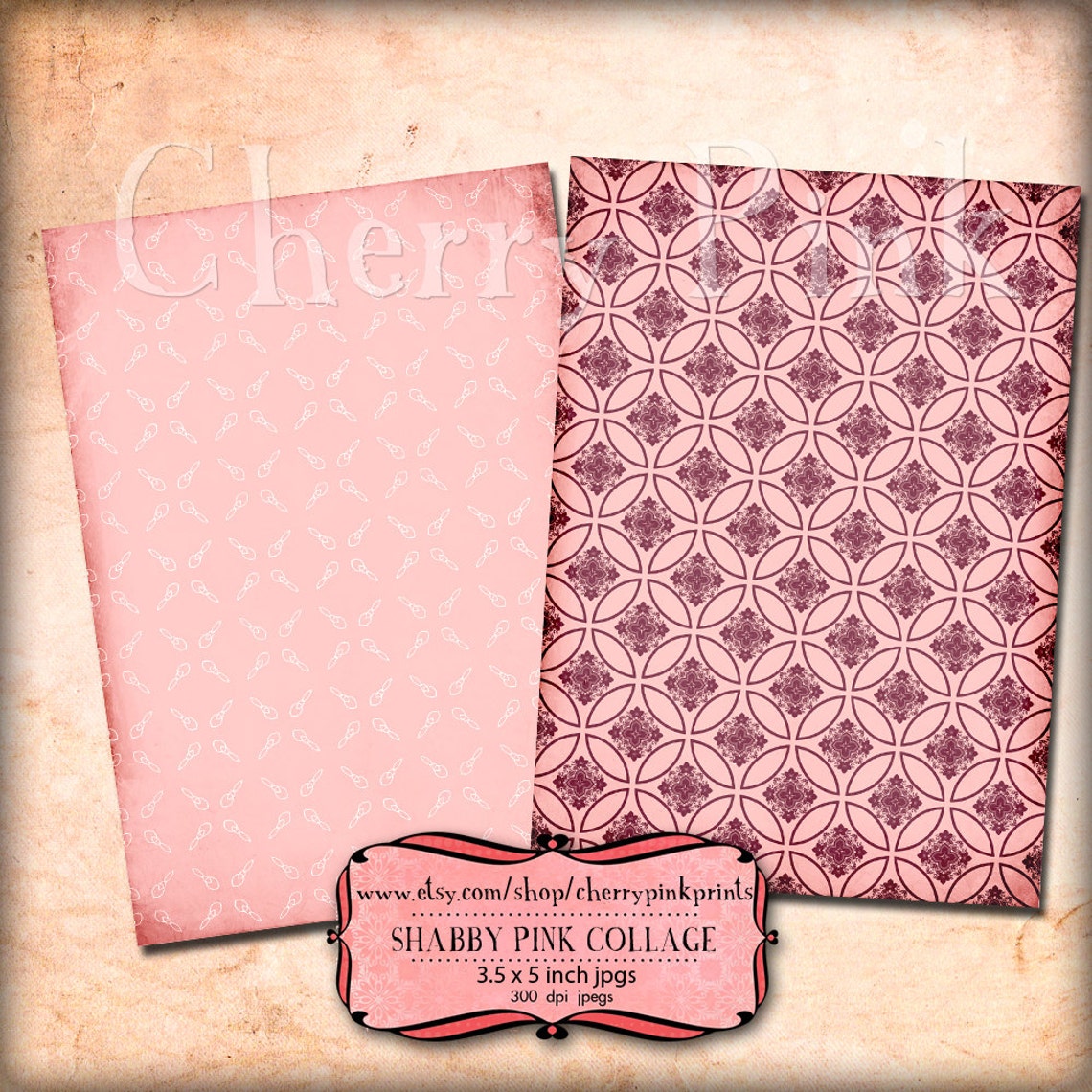 Pink Pattern Digital Collage Sheet Instant Printable Paper | Etsy