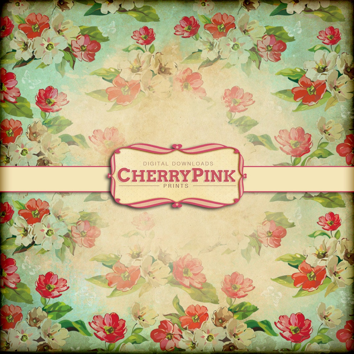 Green Floral Digital Paper Scrapbook Paper 12 X 12 Premade - Etsy