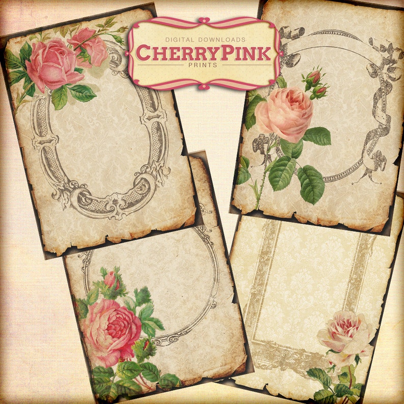 Antique Collage Sheet - Shabby Chic - Rose - Frame - Vintage ...