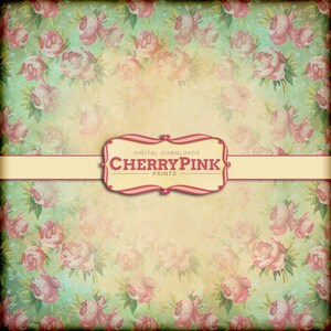 Green Floral Digital Paper, Scrapbook Paper, 12 X 12 Premade Page ...