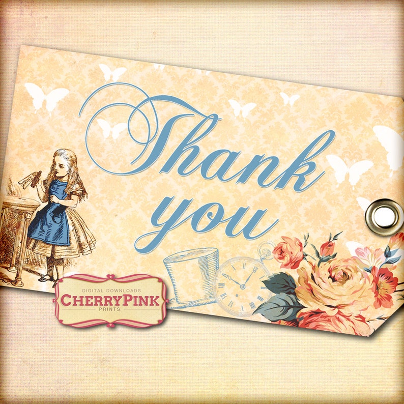 Alice Thank You Tags Alice in Wonderland Tags Party - Etsy