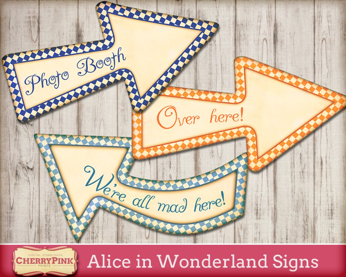 Alice in Wonderland Arrows Printable Signs Tea Party - Etsy