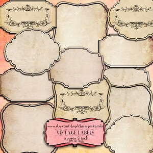 16 Digital Frames, Png Clip Art, Vintage Labels Easy to Print and Use ...