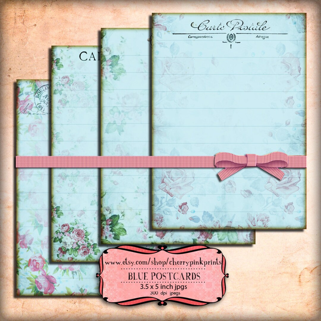 Notecard Journal Page, Printable Stationery, Shabby Chic Printable ...
