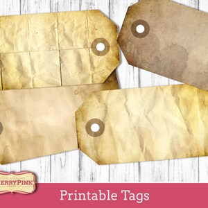 Vintage Tags, Old Paper Junk Journal Tags, Printable Tags, Shabby Old ...