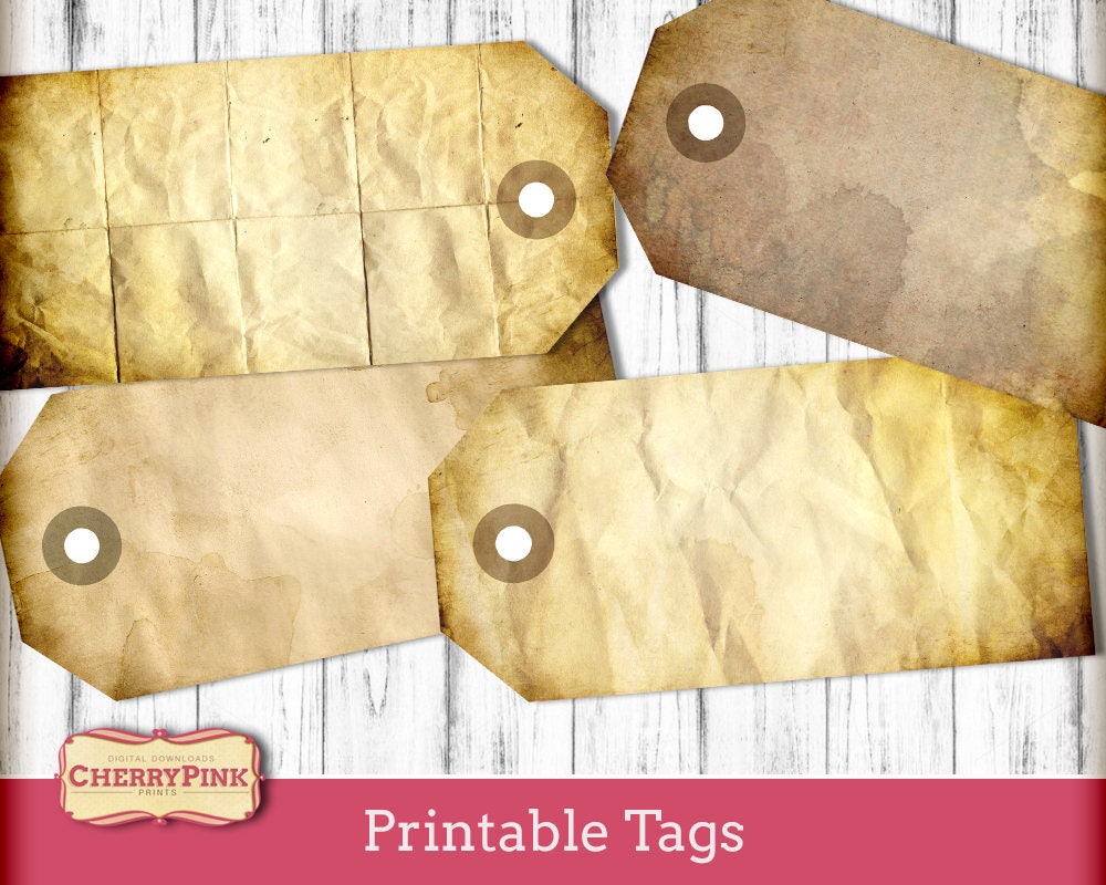 Vintage Tags, Old Paper Junk Journal Tags, Printable Tags, Shabby Old ...