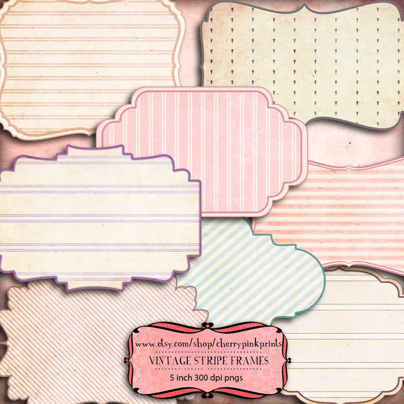 Digital Frames Stripe Png Clipart Scrapbook Frame Clip Art | Etsy