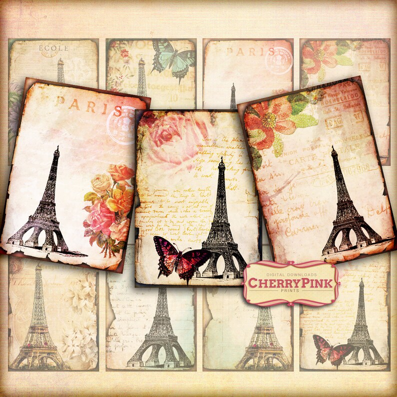 PARIS EPHEMERA Scrapbooking Paper Supply, Printable Collage Sheet, Jpg ...