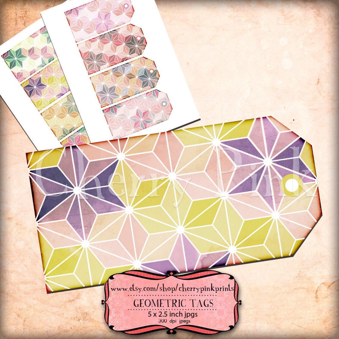 GEOMETRIC PATTERN Tags Digital Party Tags Party Printables | Etsy