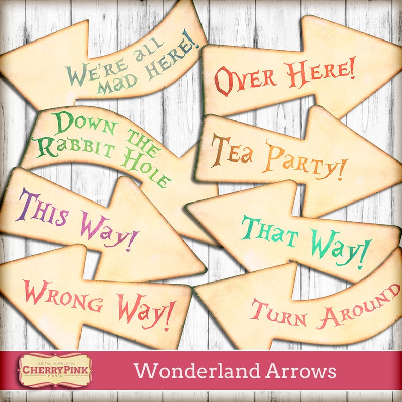 Alice in Wonderland Arrows Wonderland Party Signs Direction - Etsy