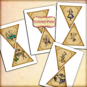 WONDERLAND BUNTING, Alice Decoration, Alice Banner, Digital Printable ...