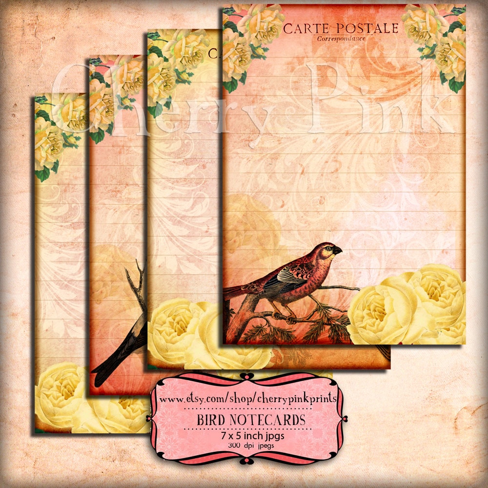 Paper Stationery BIRD NOTECARDS Scrapbooking Paper Supply - Etsy