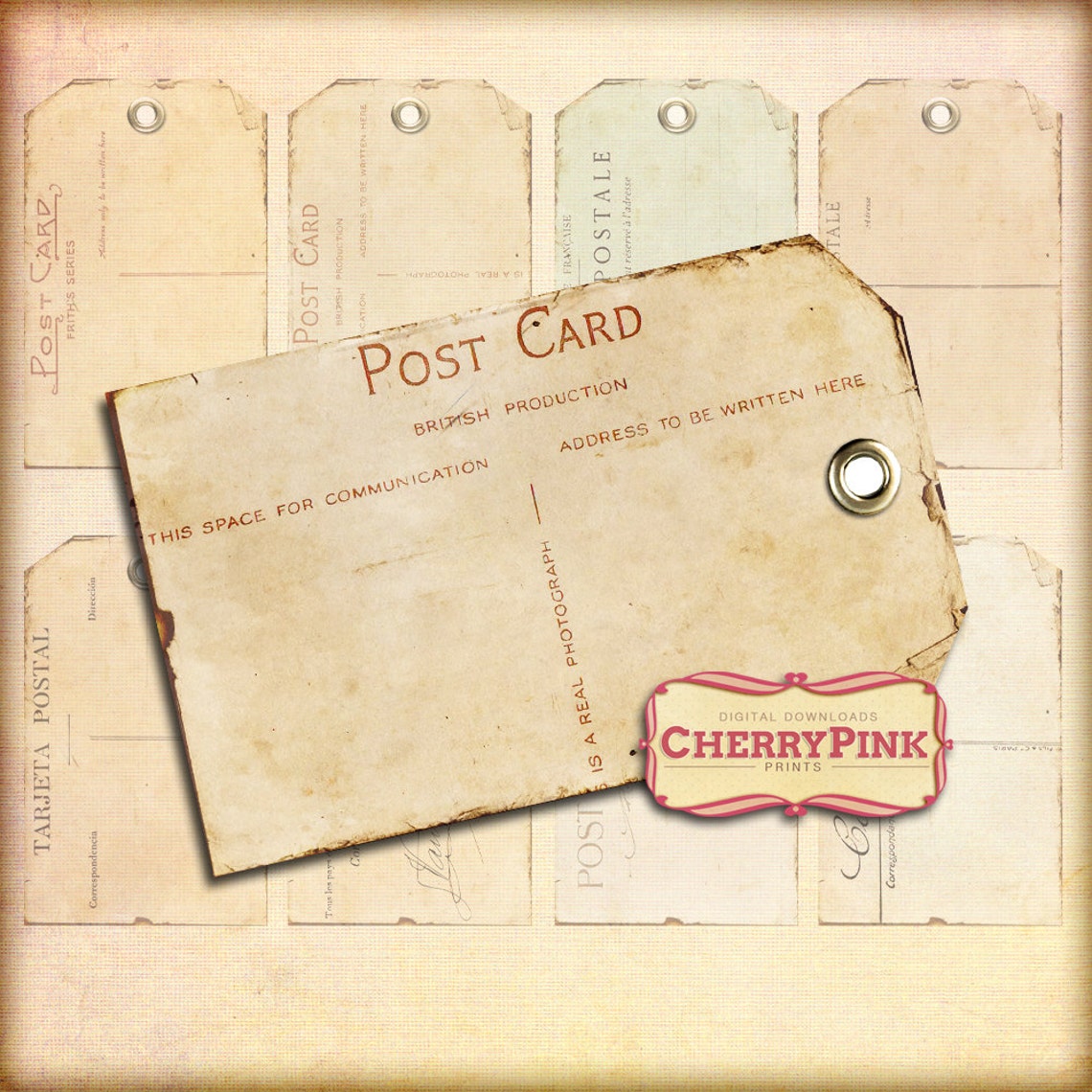 PRINTABLE TAGS Old Postcard Vintage Style Tags Printable - Etsy