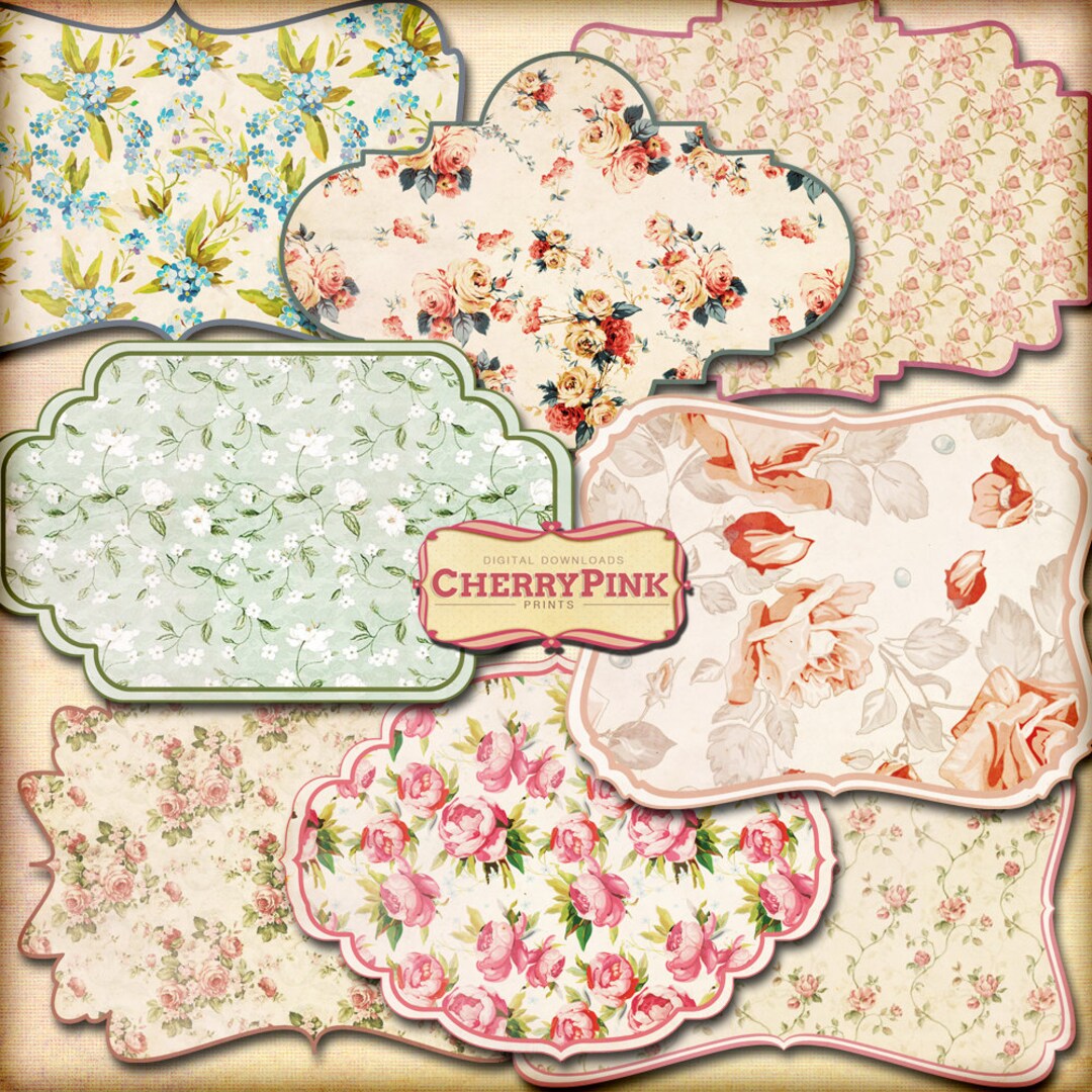 Digital Labels, Floral Clip Art Frames, PNG Files Digital Download - Etsy