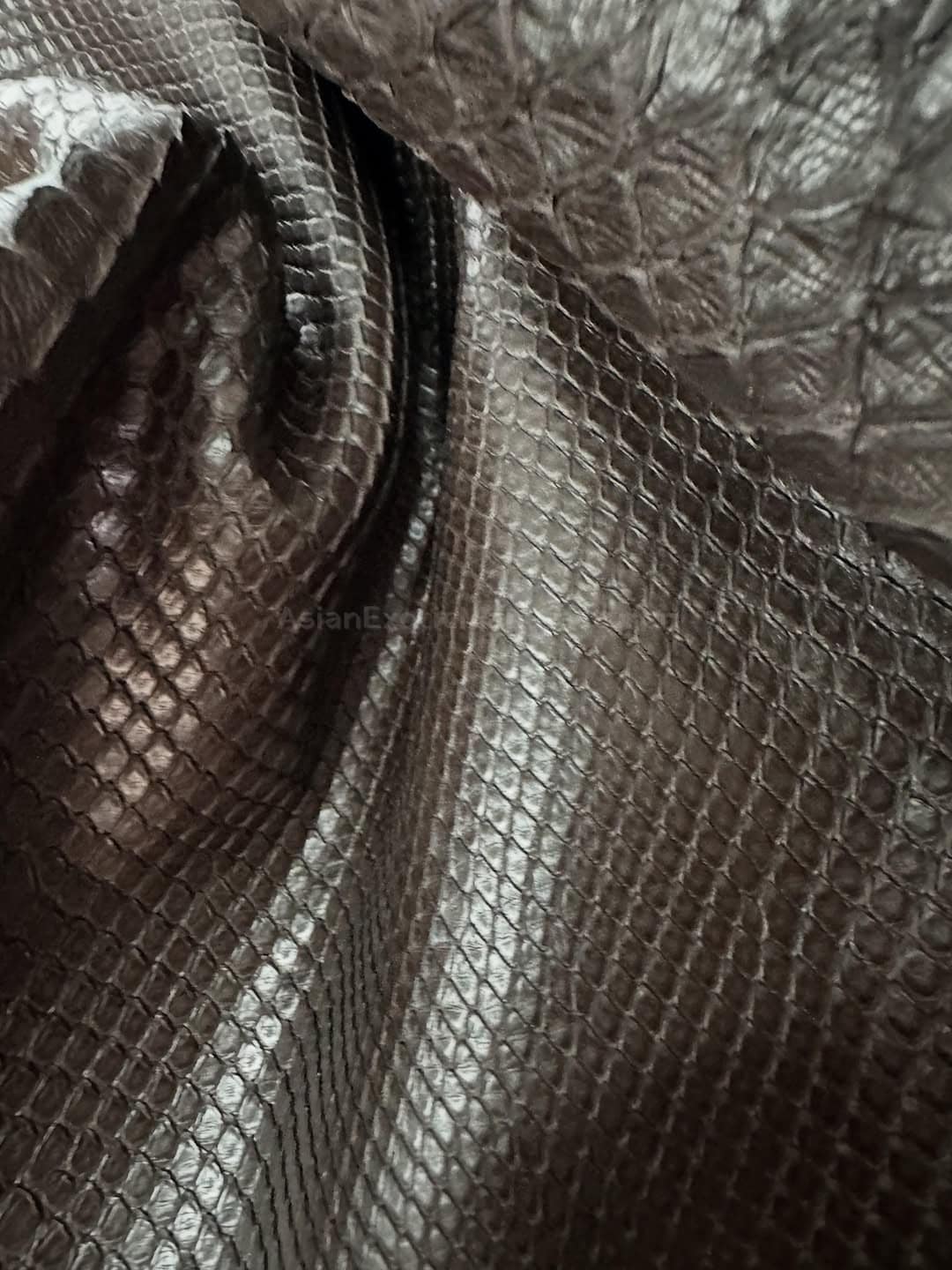 Python Reticulated Back Skin | Dark Brown Matte Genuine Python Leather ...