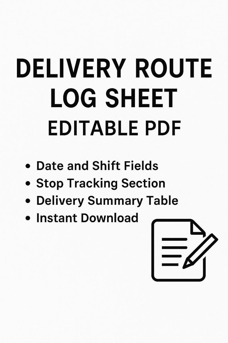 Delivery Route Log Sheet | Daily Delivery Log | Courier Route Tracker ...