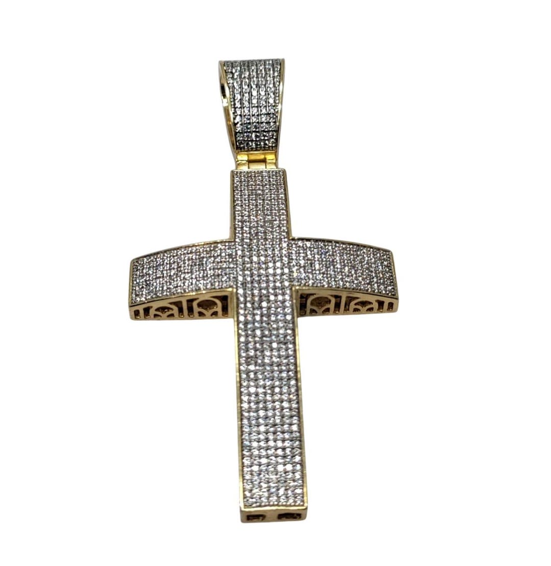 5.50 CT Real Moissanite Religious Cross Pendant Men's Charm 14K Yellow ...
