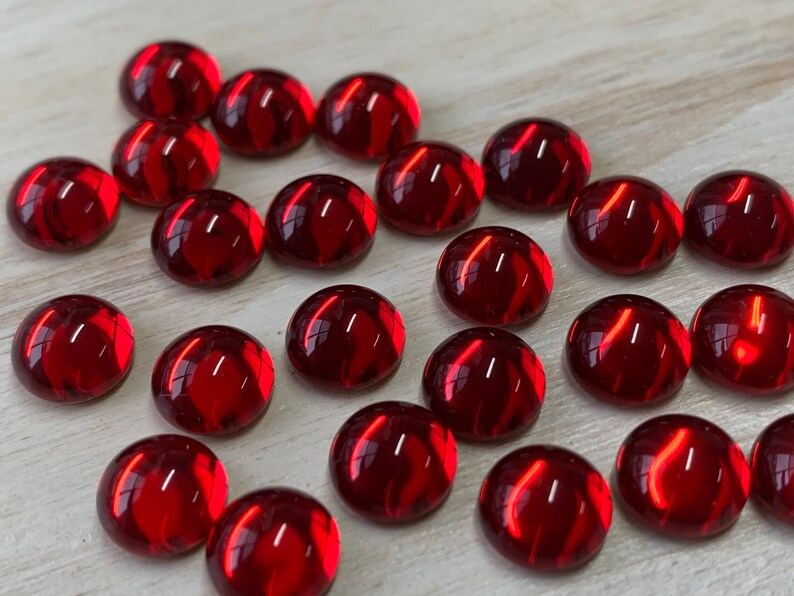10 Glass Cabochons Ø8mm Siam Red Round - Etsy