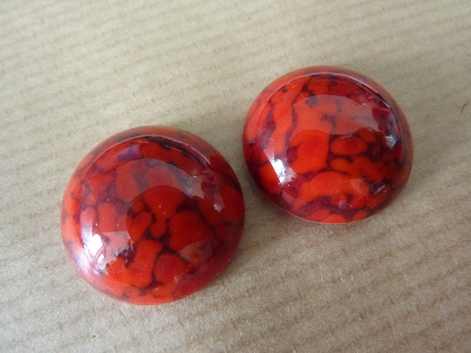 2 Glass Cabochons Ø20mm Marbled Red Round - Etsy