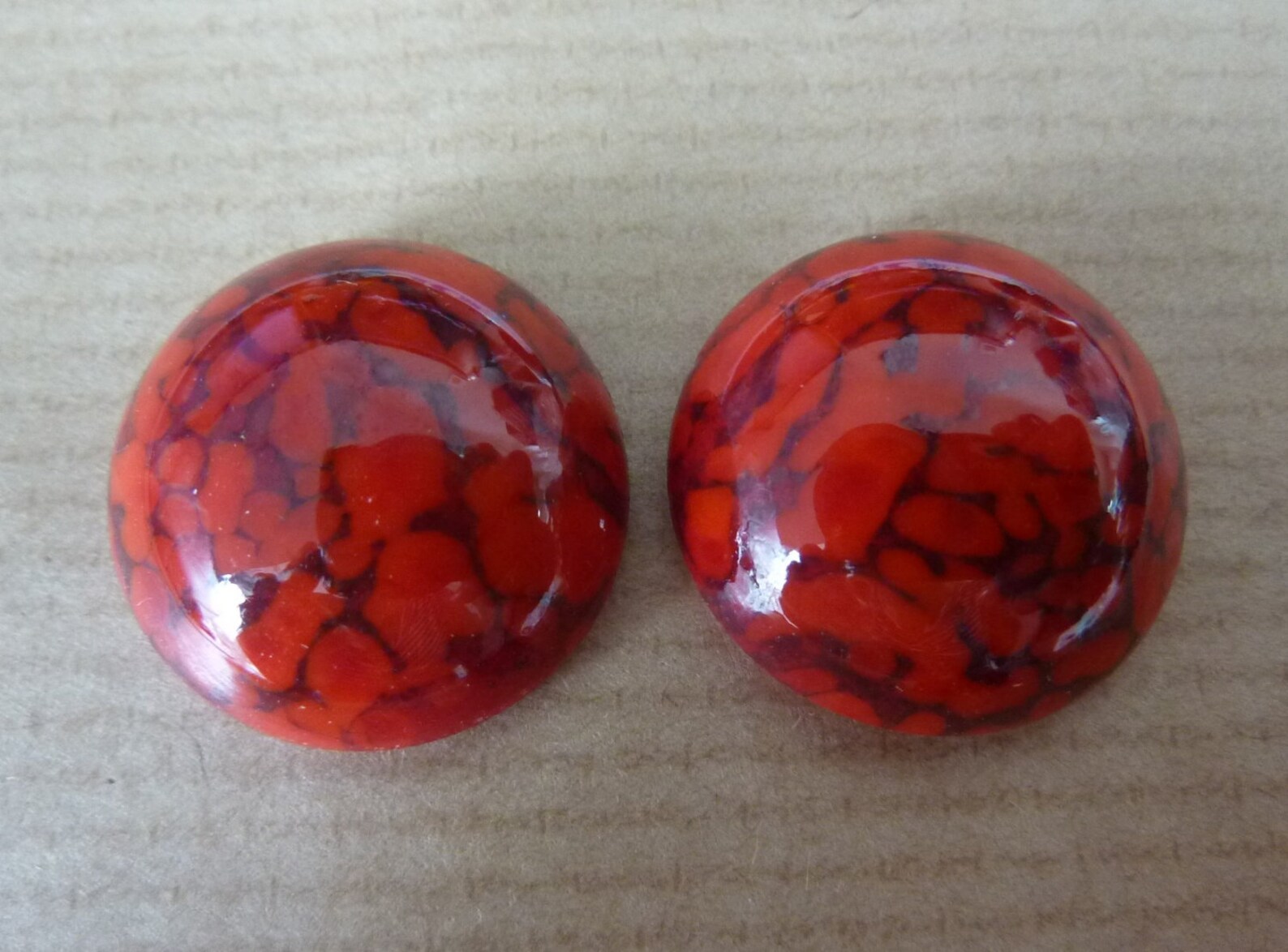 2 Glass Cabochons Ø20mm Marbled Red Round - Etsy