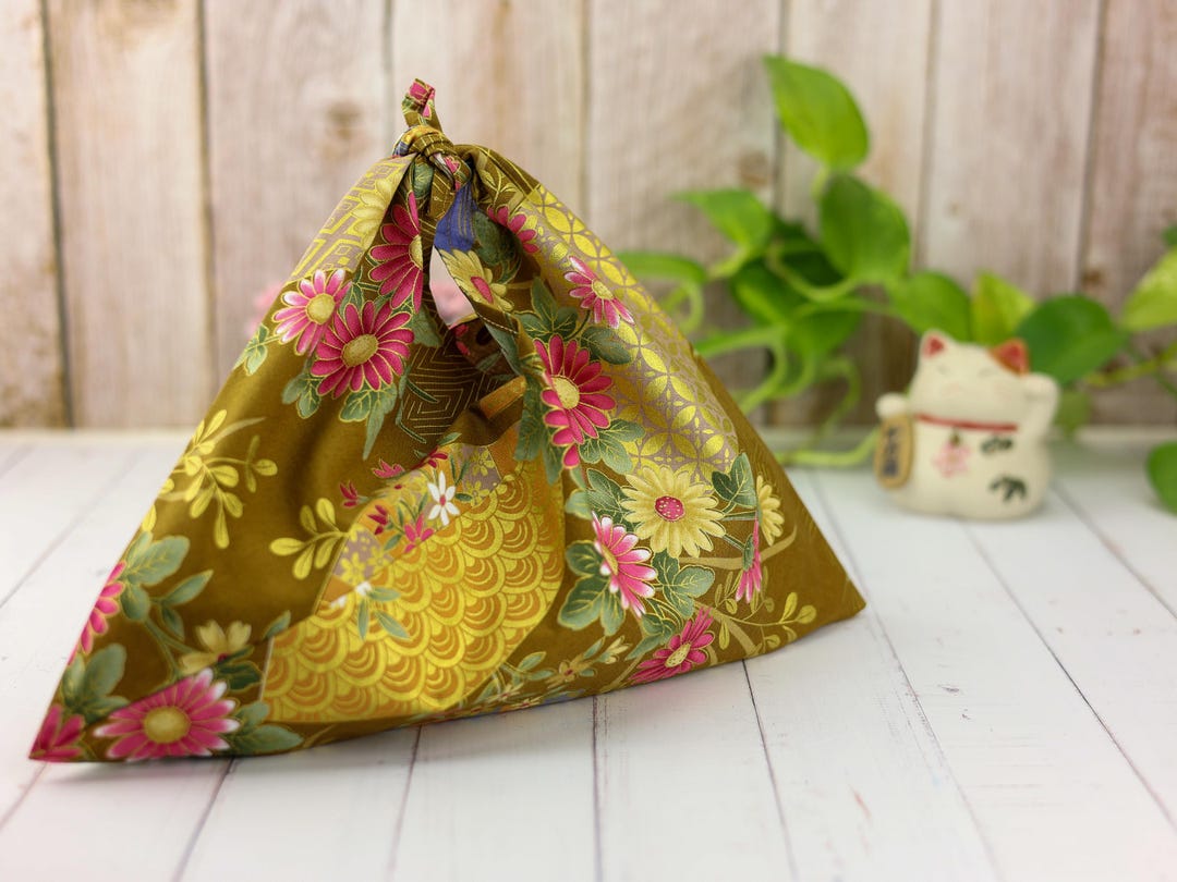 Japanese Azuma Bag – Golden Chrysanthemum & Kikkō Pattern, Unlined ...