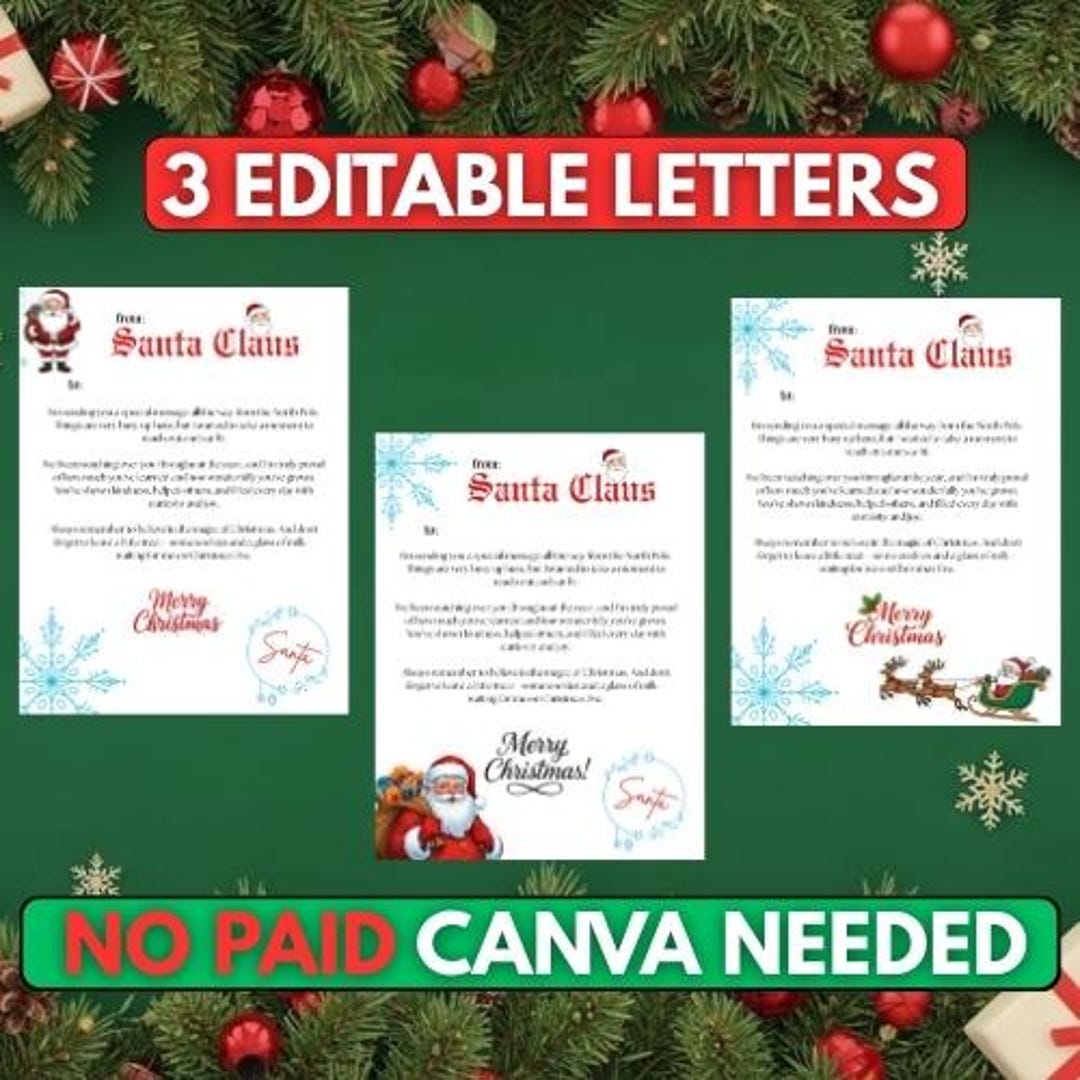 EDITABLE Letter From Santa Template, Santa Letter Set, Santa Mail ...